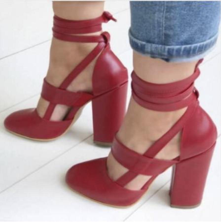 Women's Casual Solid Color Buckle Strap High Chunky Heel Pointed Toe ...