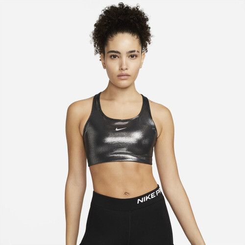 Women's Nike Swoosh Icon Clash Shimmer Sports Bra DM0913 010 Size S~XL ...