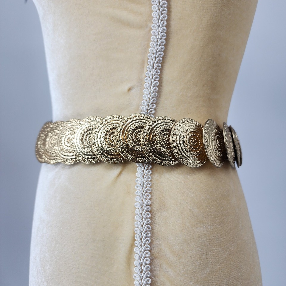 Gold Coin Belt Western Concho Hippy Boho Cowgirl Bohemian Gypsy Small ...