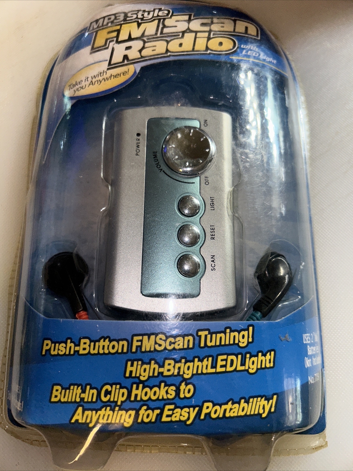 NEW MP 3 Style FM Scan Radio and Pocket Size Scanner Push Button FM ...