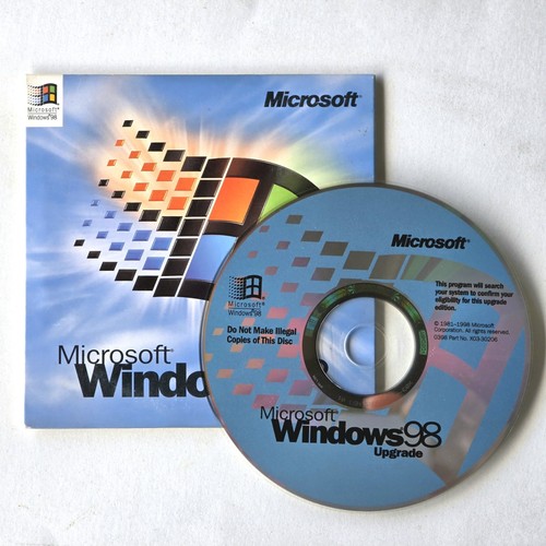 Microsoft Windows 98 Upgrade CD-ROM w/Product Key – No Box | eBay