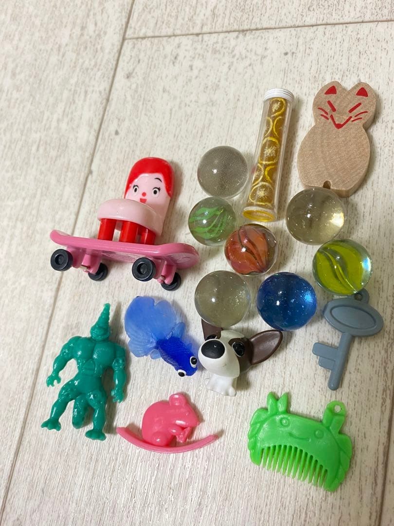 Vintage Toy Set Figures Marbles Wooden Fox Comb Key Shape Collectible ...