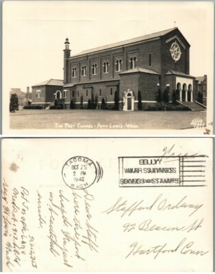 THE POST CHAPEL FORT LEWIS WASHINGTON VINTAGE RPPC REAL PHOTO POSTCARD ...