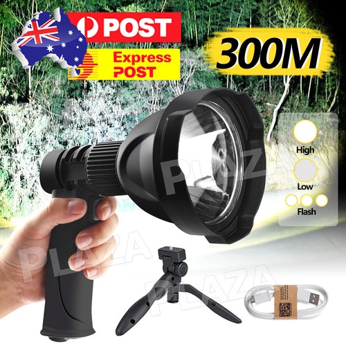 LED Handheld Spotlight Rechargeable Camping Hunting Flashlight Torch ...