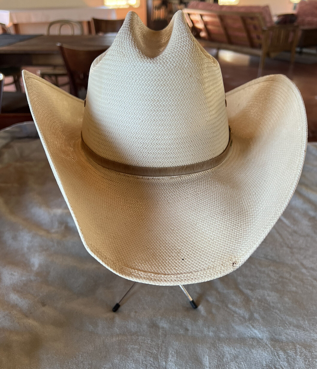 Vintage JBS Stetson 8X Shantung Straw Cowboy Hat Sz 6 3/4 Bent Tree ...