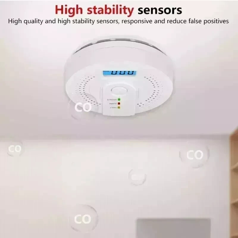 Carbon Monoxide Detector Warning Alarm Sensor LED Digital Battery ...