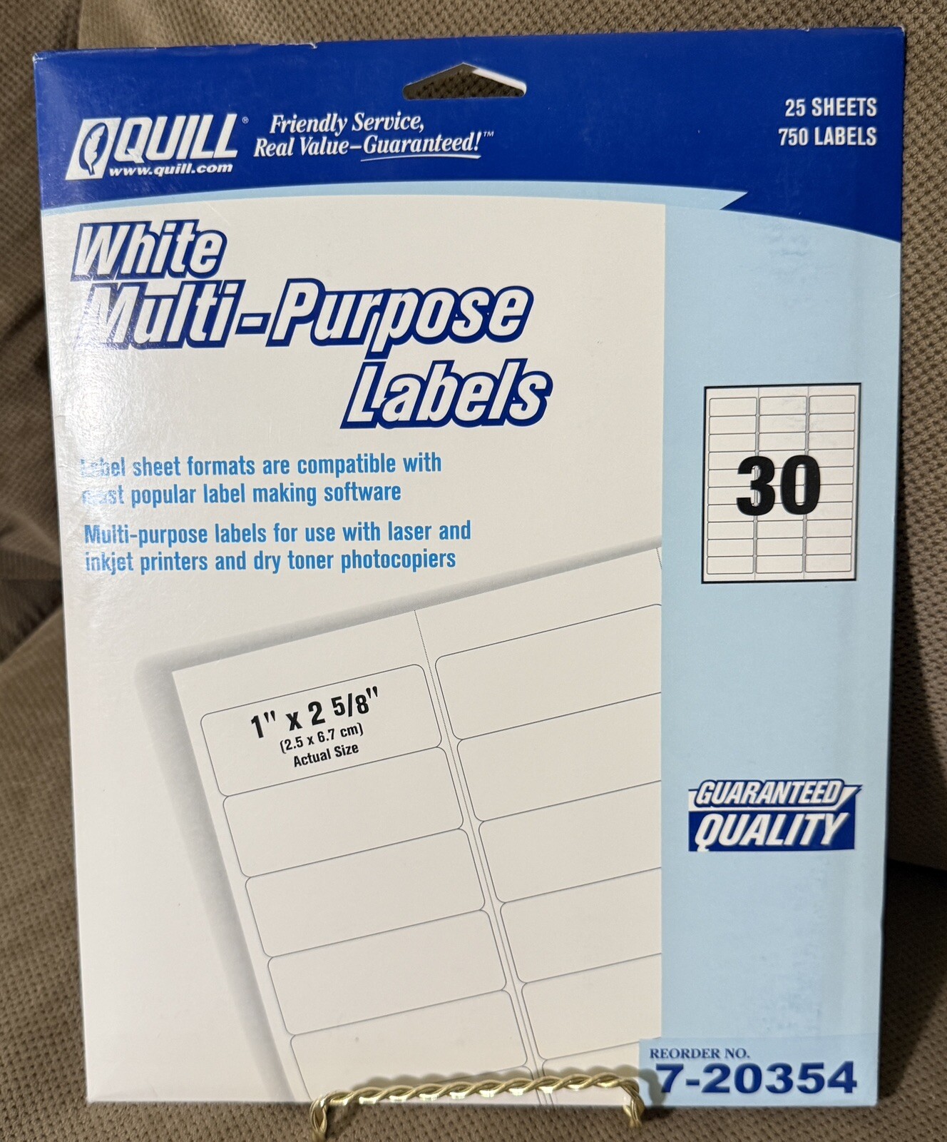 QUILL 7-20354 1" -5/8" WHITE MULTI-PURPOSE ADDRESS LABELS 750 LABELS ...