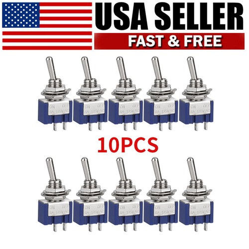 10PCS MTS-101 2 Position Mini Toggle Switch 2 Pin SPST ON-OFF 6A 125V ...