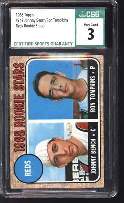 1968 Topps Rookie Stars Johnny Bench Rookie Card # 247 Graded CSG 3 | eBay