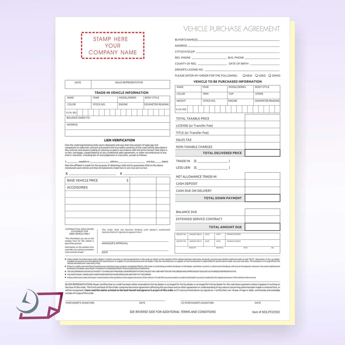 Vehicle Purchase Agreement Template