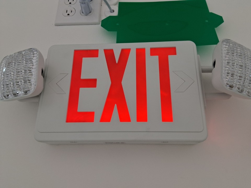 Combo Integrated LED White Exit Sign and Emergency Light with 9.6-Volt ...