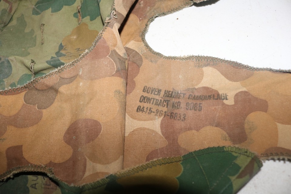 Vietnam Mitchell camo M1 helmet cover w original writing 23 days RVN ...