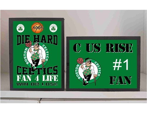 Boston Celtics 2pc set of free standing 5x4 inch Wood Signs NBA Champs ...