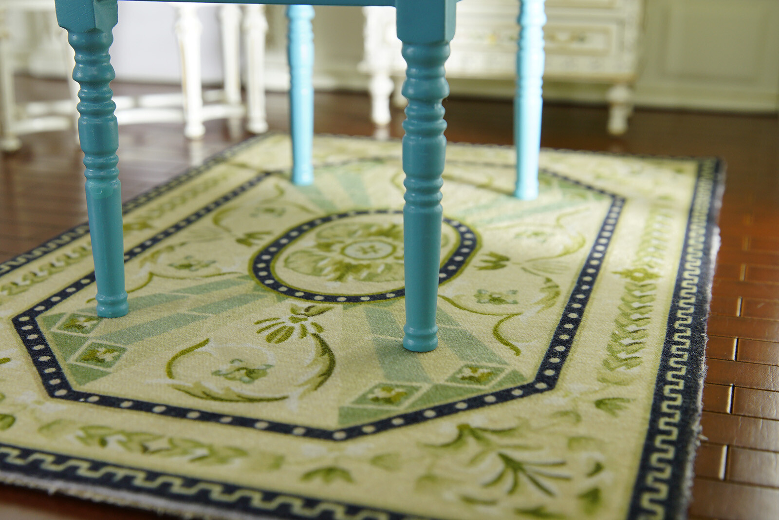 1/12 Shabby Chic Dollhouse Pastel Green French Design Miniature Rug | eBay