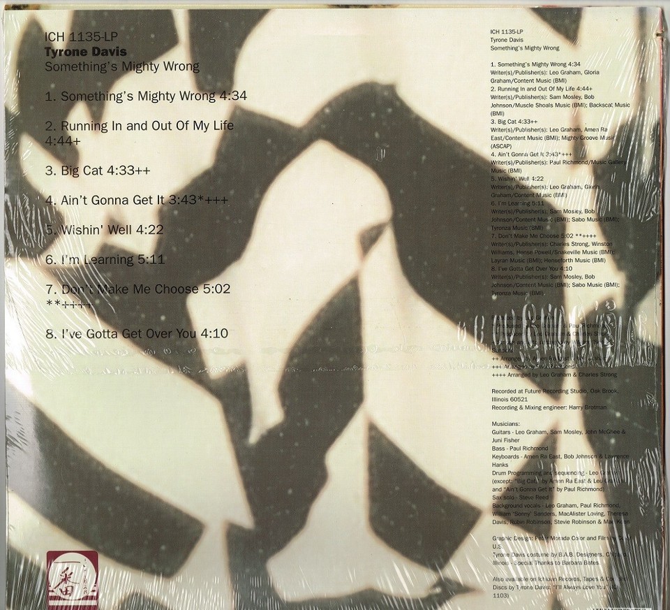 Tyrone Davis "Something's Mighty Wrong" (Ichiban) 1992 US LP ss | eBay