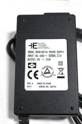 Elpac Power Systems MWB100012A Power Supply, 100-240V, Output: 12V, 8 ...