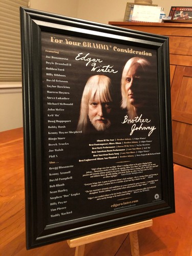 BIG 10x13 FRAMED EDGAR WINTER "BROTHER JOHNNY" 2022 LP ALBUM CD PROMO ...