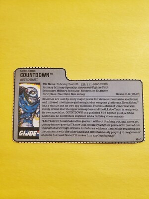 GI Joe File Card Cutaway Vintage 80's Countdown Astronaut ONLY CARD | eBay