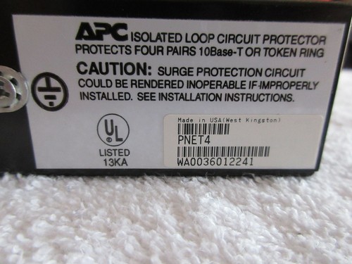 APC Isolated Loop Circuit Protector Protects Four Pairs 10 Base-T or ...