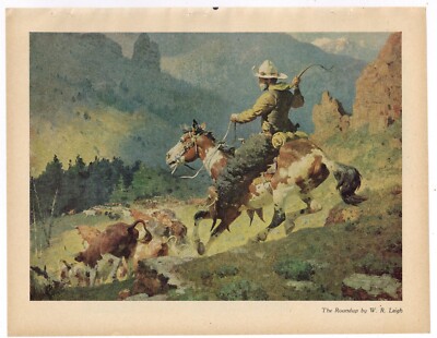 1965 Magazine Page Print: The Roundup by W.R. Leigh | eBay