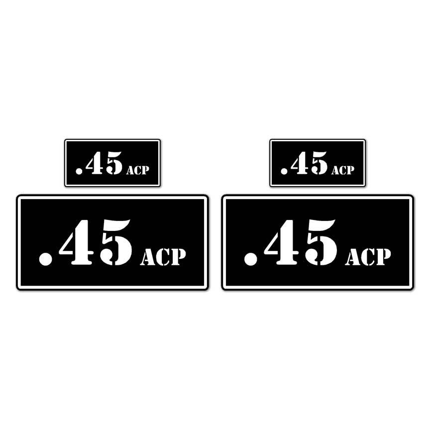 .45 ACP B&W Ammo Box Set, Vinyl Decal Sticker, 2@ 1"x2" & 2@ 2"x4 ...