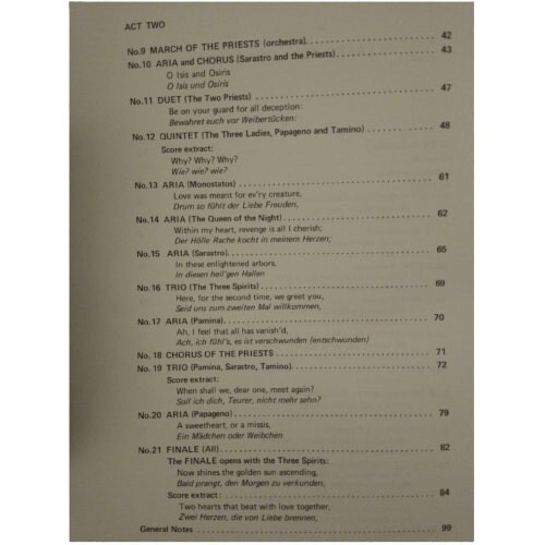 Wolfgang Amadeus Mozart The Magic Flute Libretto Opera Classical Sheet ...