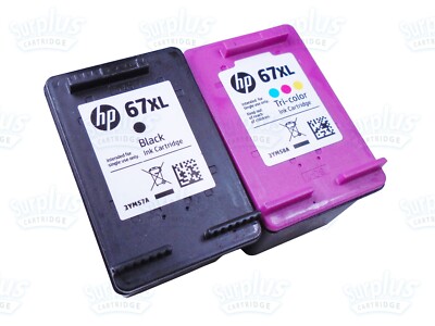 2-PK Genuine HP 67XL Black & Color Ink Cartridges DeskJet 2724 2725 ...