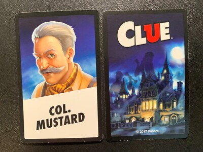 Clue 2017 COL. MUSTARD Suspect Card Game Replacement Piece / Part ...
