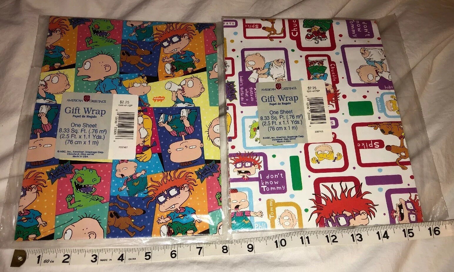 New 2 Vtg Nickelodeon Rugrats Wrapping Paper Gift Wrap 8.33 Sq Ft ...