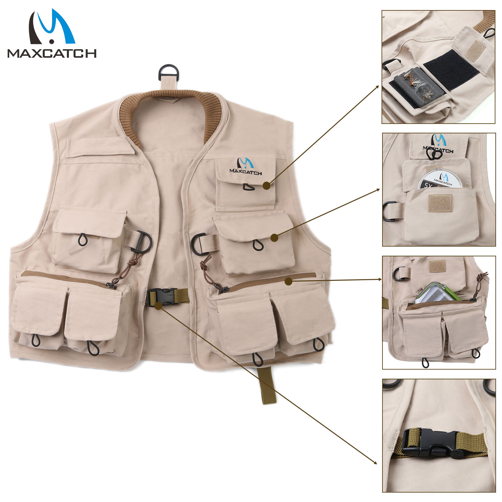 Maxcatch Kids Fly Fishing Youth Vest Children Jacket Multi Pocket 100 ...