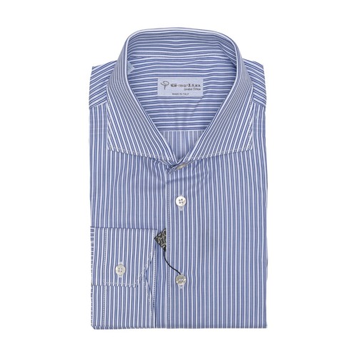 690$ LUXURY GERLIN Shirt Blue Striped Lux Cotton 16 - 41 - 8F BIJAN | eBay