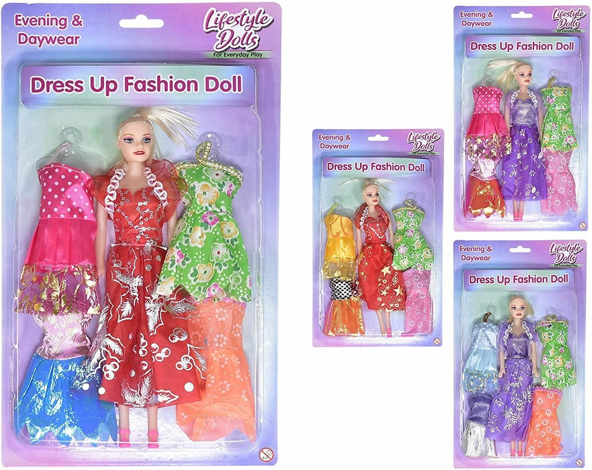 Kids Dress Up Fashion Doll with 5 Evening Daytime Dresses Xmas Gift For Girls