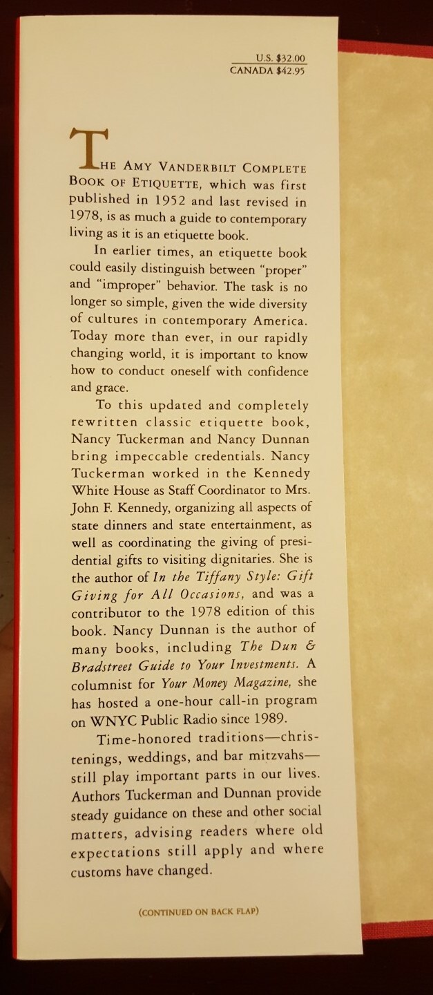The Amy Vanderbilt Complete Book Of Etiquette by Nancy Tuckerman ...