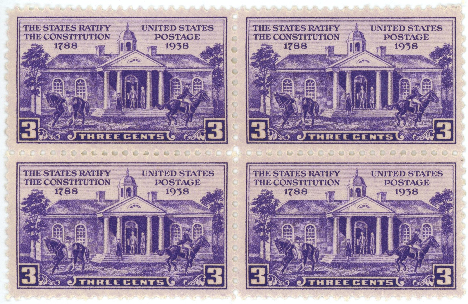 1938 3c US Postage Stamps Scott 835 States Ratify the Constitution Lot ...