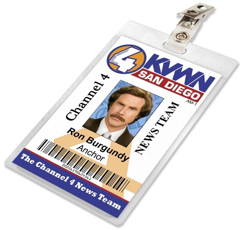 Anchorman RON BURGUNDY Channel 4 News Press Pass ID Badge Name Tag Card ...