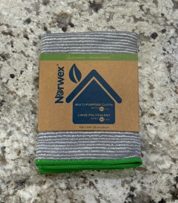 NEW Norwex Bamboo Multipurpose Cloth, Graphite/Green with BacLock 13.8 ...