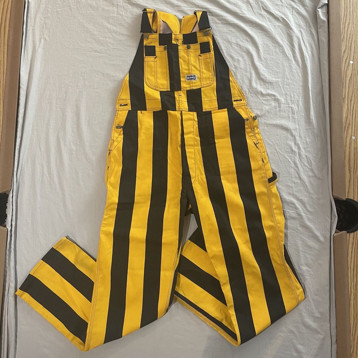 Vintage 80s Big Smith Overalls Black And Yellow Striped Vintage 80s Big Smith Overalls Black And Yellow Striped