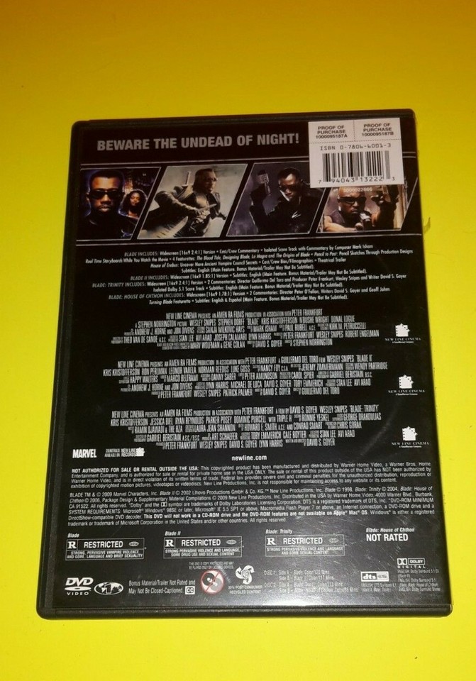 4 Film Favorites: Blade Collection [Blade / Blade II / Blade: Trinity ...