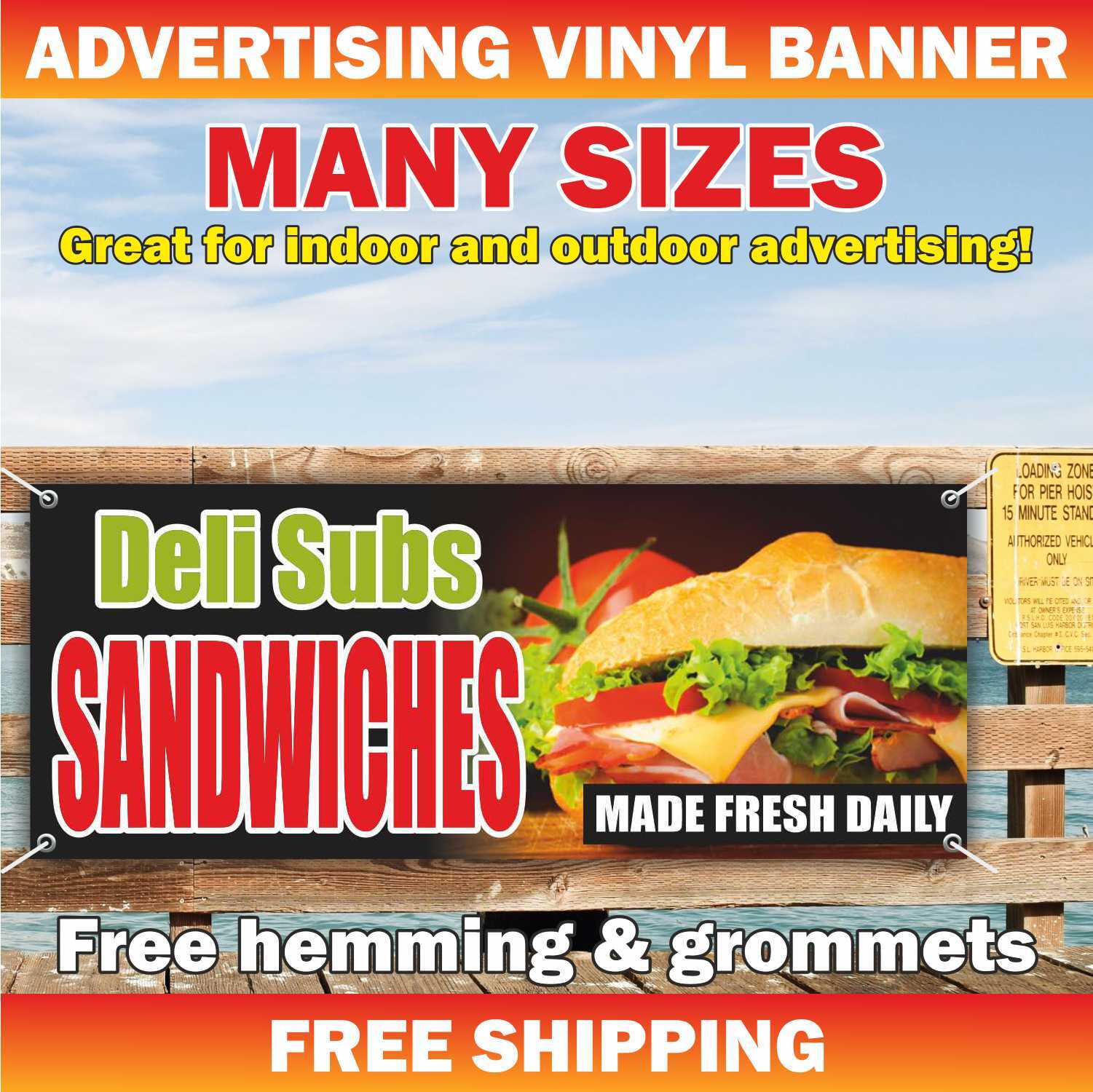 Deli Subs Sandwiches Advertising Banner Vinyl Mesh Sign fresh food ...