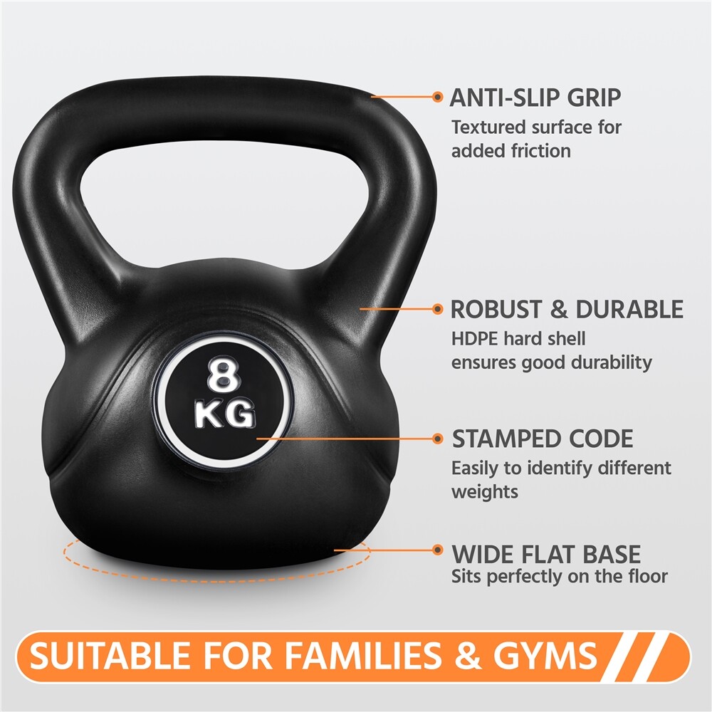 6-20kg Kettle Bell Heavy Kettlebell Weight HDPE Coated Lifting Training ...