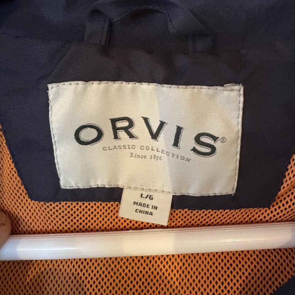 ORVIS Classic Collection Men's Dark Blue Hooded Windbreaker Jacket Size ...