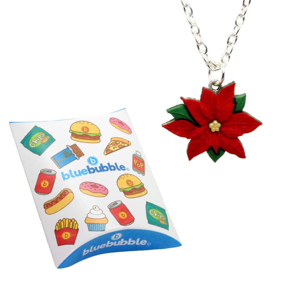 Bluebubble MERRY CHRISTMAS Poinsettia Necklace Kitsch Novelty Funky ...