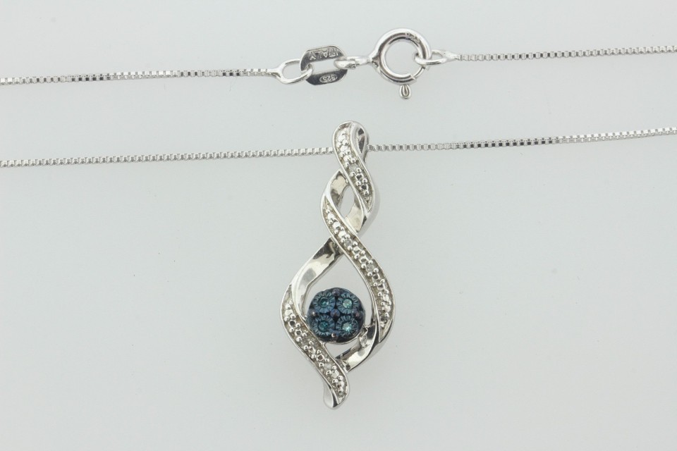 JWBR Sterling Silver Blue Diamond Accent Twisted Infinity Pendant ...