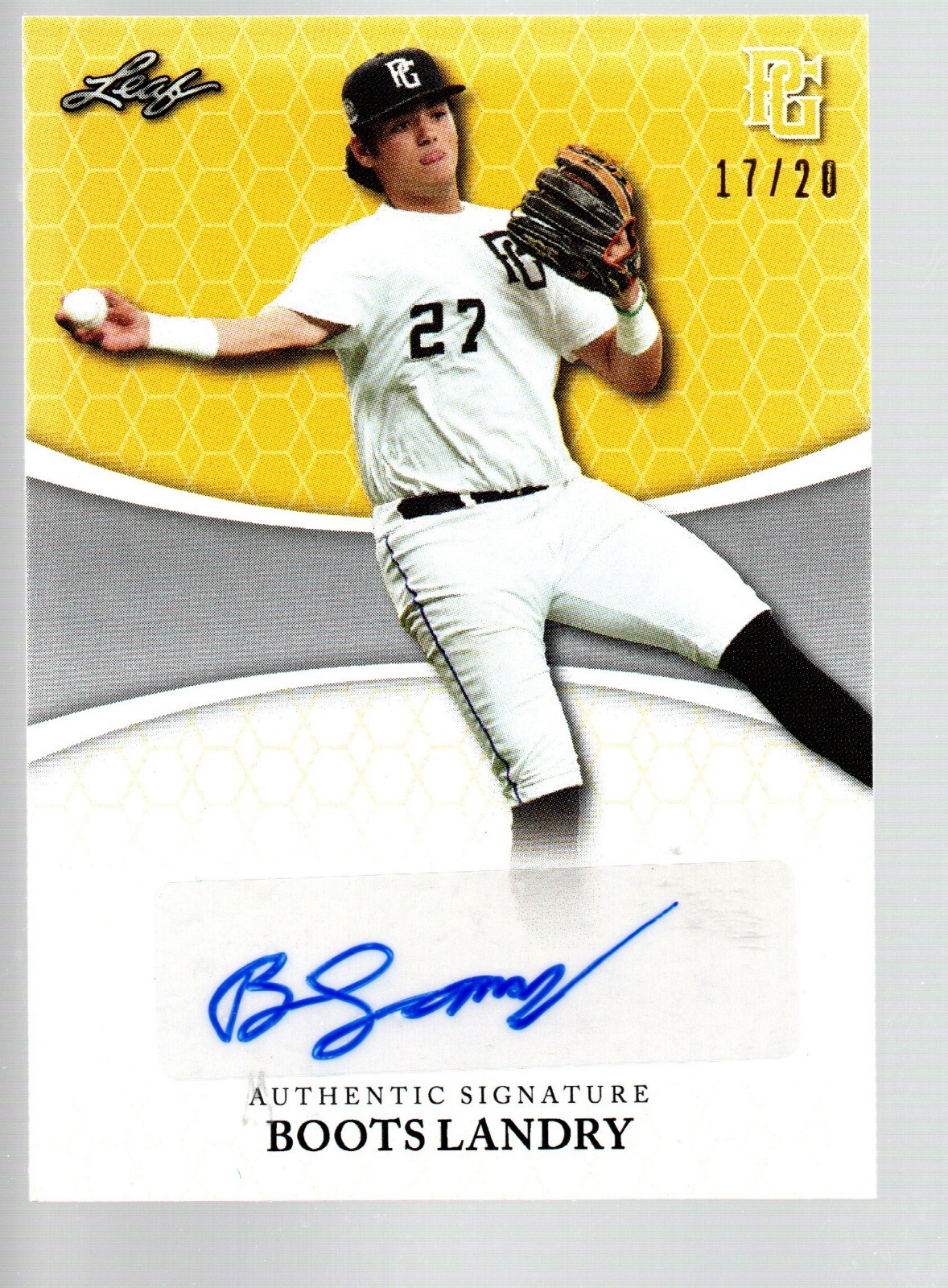 2022 Leaf Perfect Game National Showcase Auto Yellow BA-BL1 Boots ...