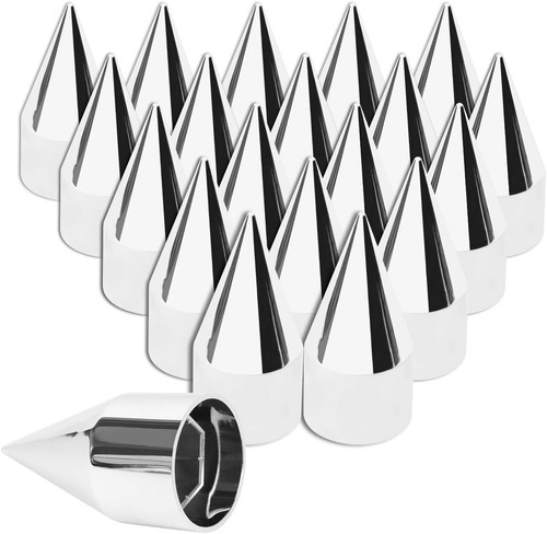 33mm x 4 1/4" Chromed Spike Lug Nuts Covers Push on,ABS Chrome Plastic ...
