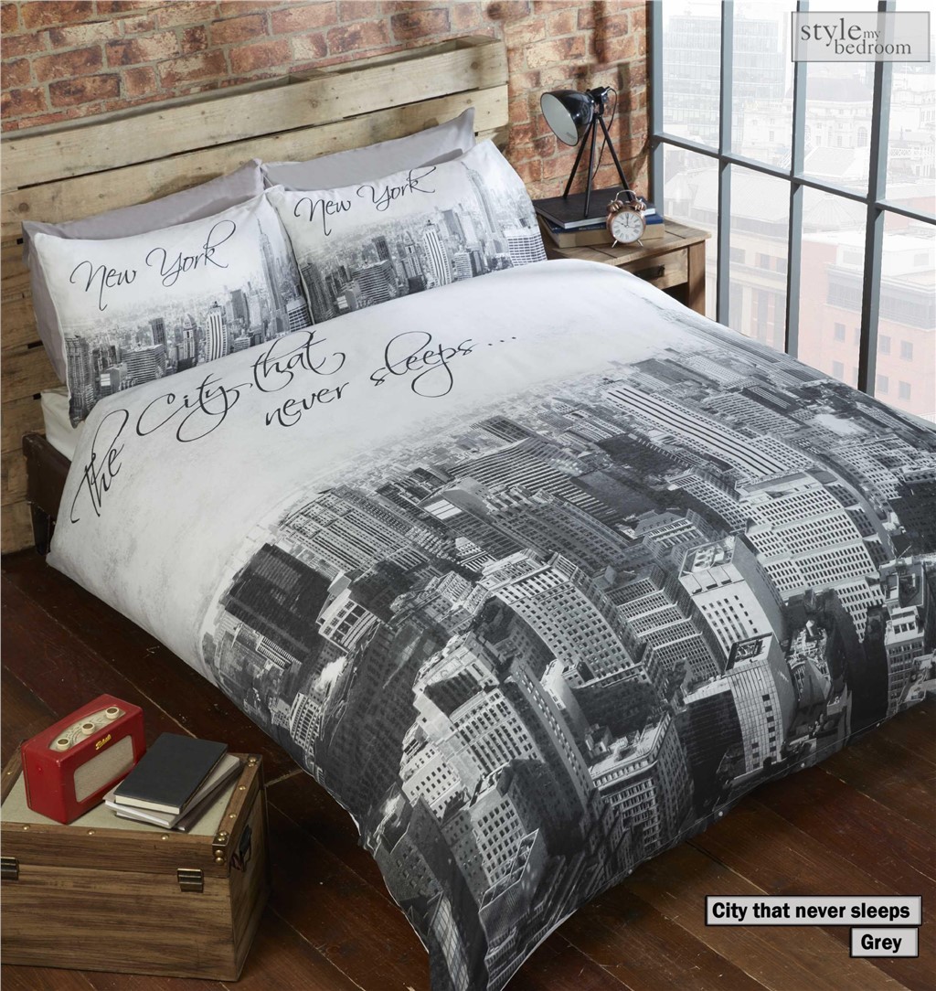 New York City Skyline Bedding A Bedroom With A View Of New York City