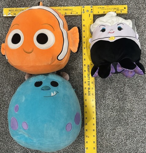 Disney Squishmallow Lot-12”Nemo, 12” Sully, 8” Ursula. Monsters inc ...