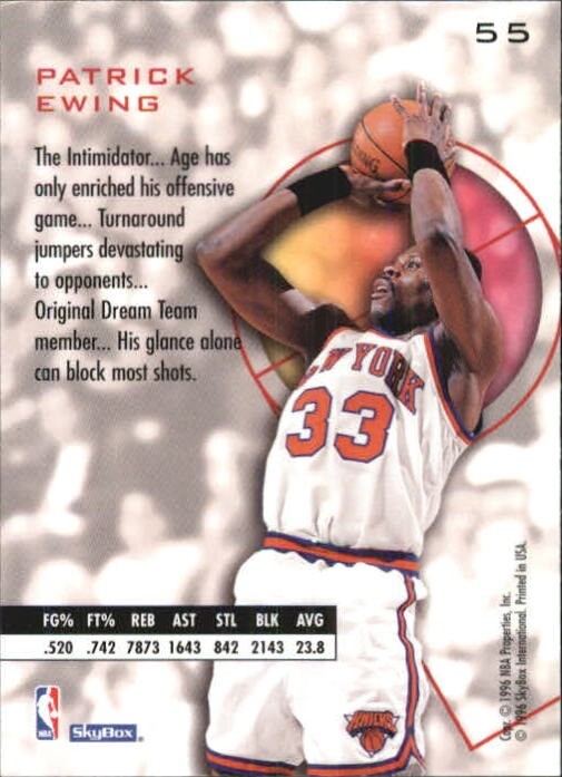 1995-96 E-XL Blue New York Knicks Basketball Card #55 Patrick Ewing | eBay
