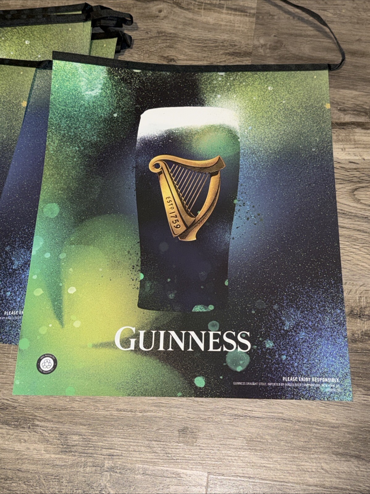 Guinness Draught Beer NEW 21 Foot Long String of 14 Pub Bar Signs Stout ...