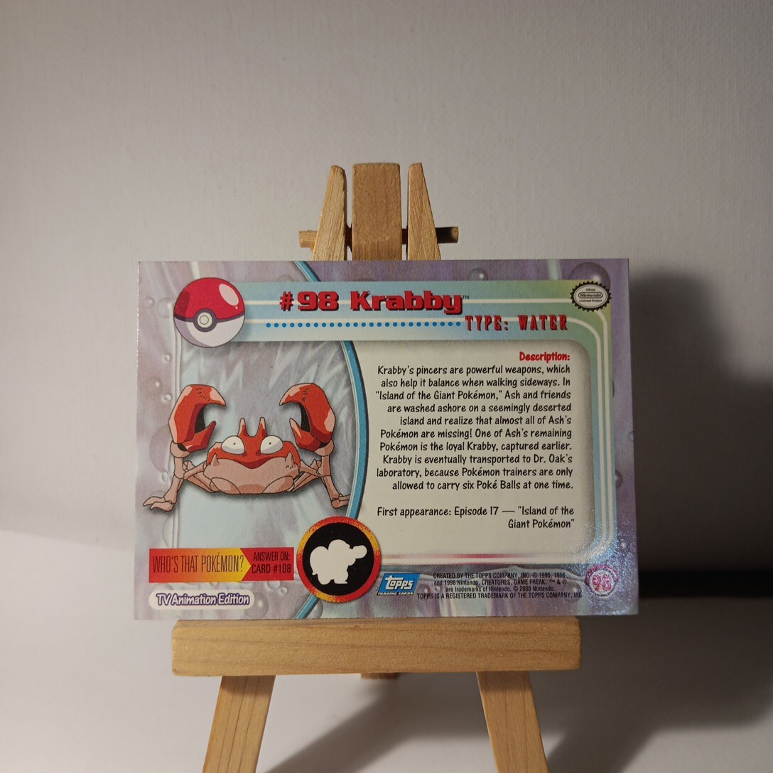 Krabby Holo Blue Logo Topps Pokemon Card LP J&M Tarantula My Name Is ...